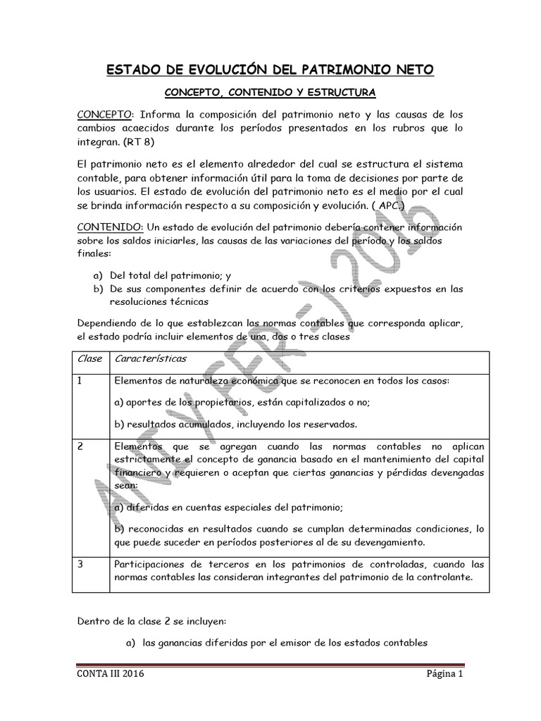 Unidad 4 - Estado de Evolucion Del Patrimonio Neto | PDF | Contabilidad | Valor neto