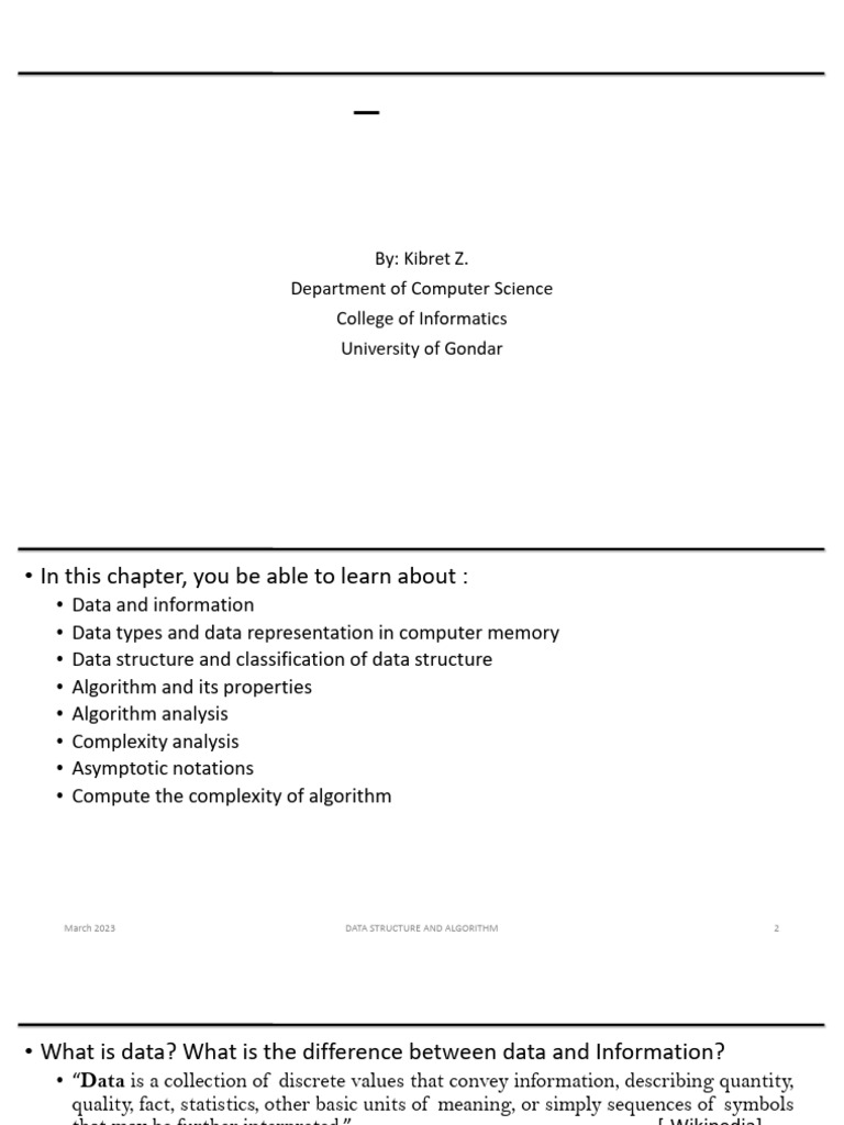 Chapter 01 - Intro To DSA | PDF | Data Type | Time Complexity