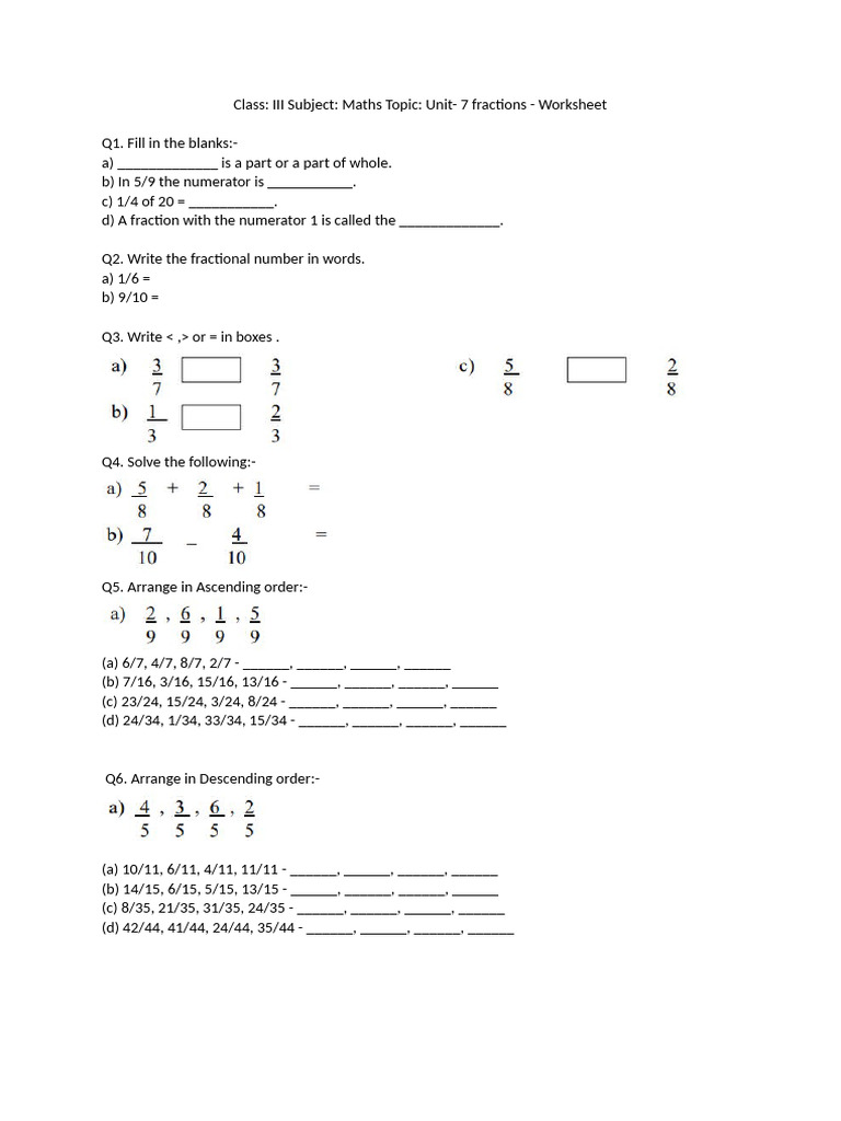 Class3 Fraction | PDF