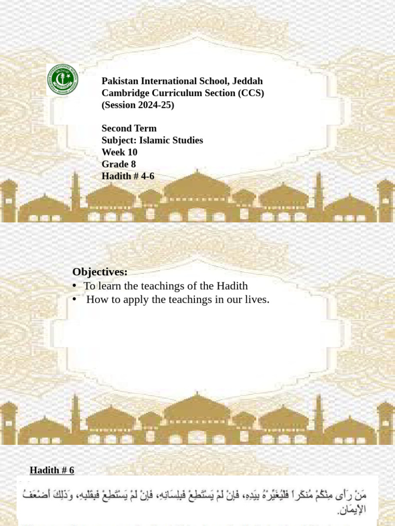 Grade 8-Week 10 - Hadith4-6 L-2 | PDF | Hadith | Justice