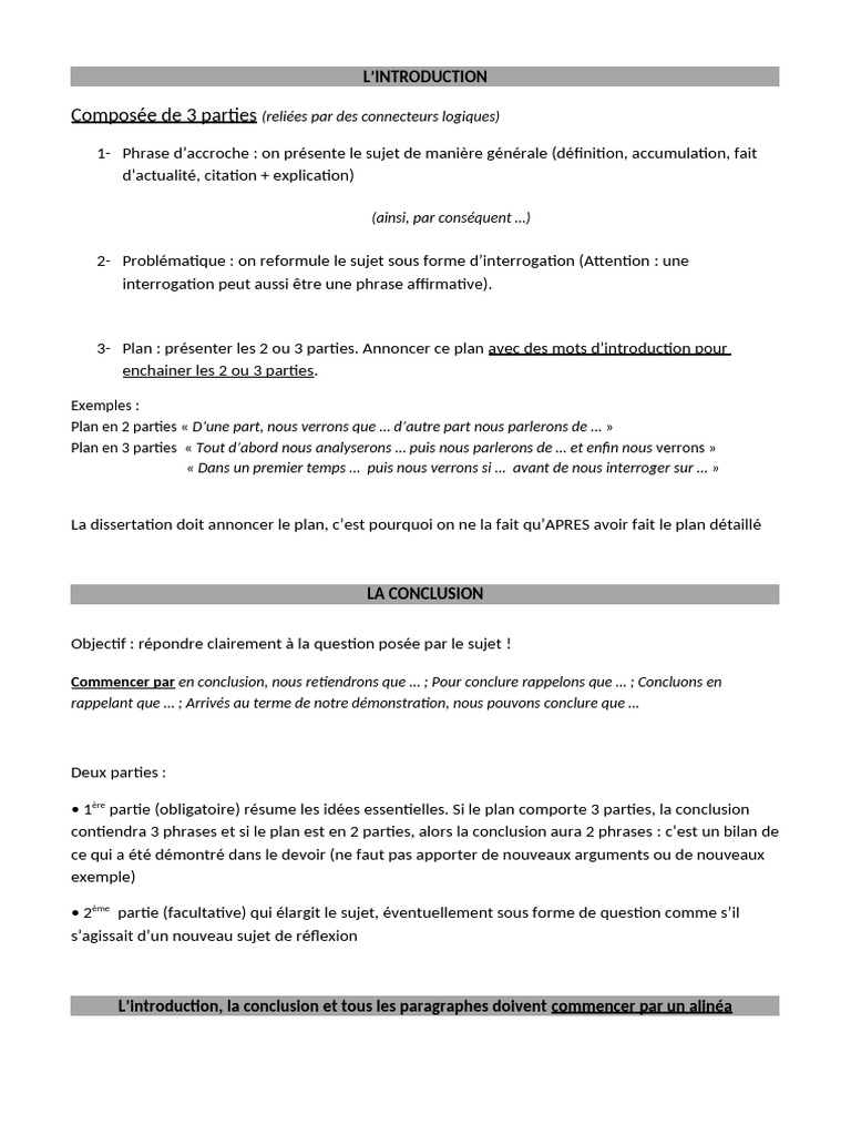 Introduction et Conclusion en Dissertation | PDF