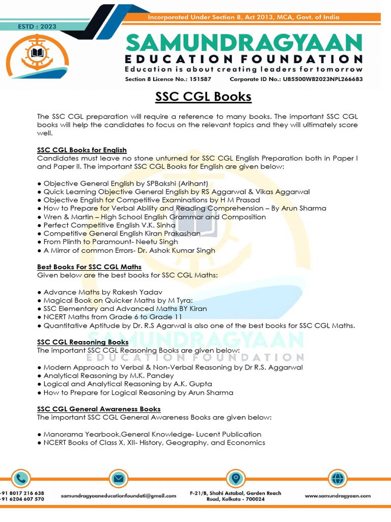SSC CGL Books | PDF
