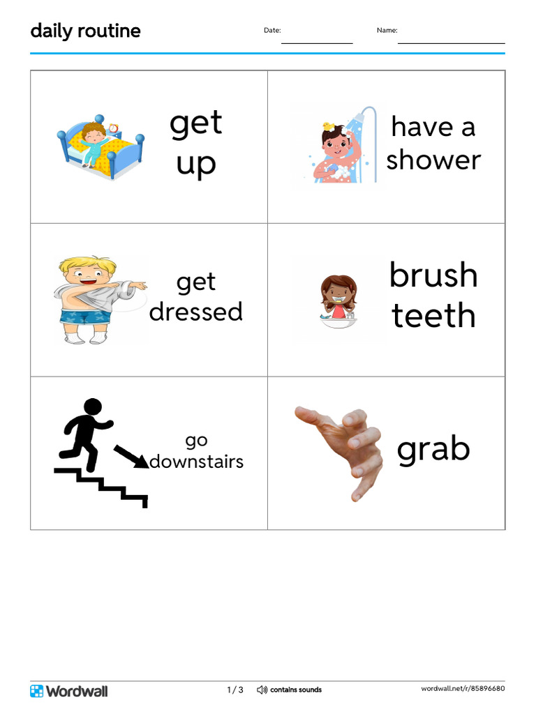 Daily Routine Flash Cards | PDF
