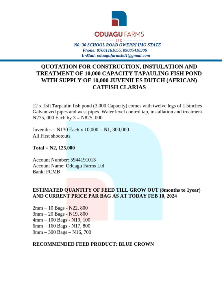 Quotation For CNC Farms | PDF