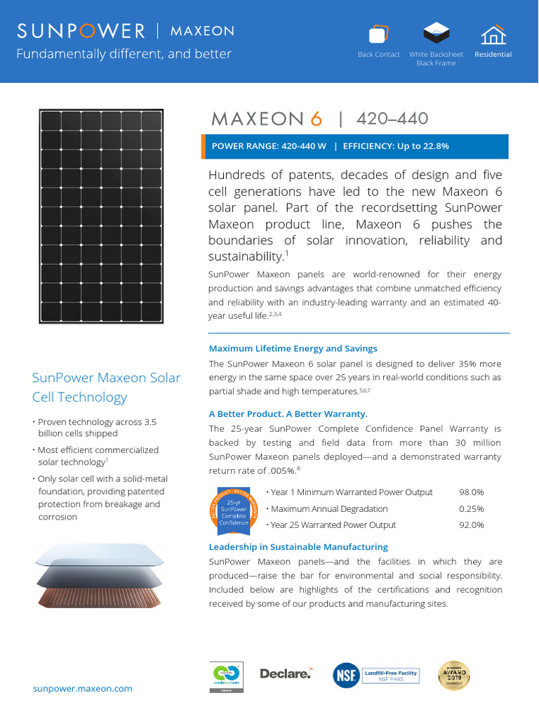 Maxeon 440W White Grid ChXN3IM | PDF | Solar Panel | Photovoltaics