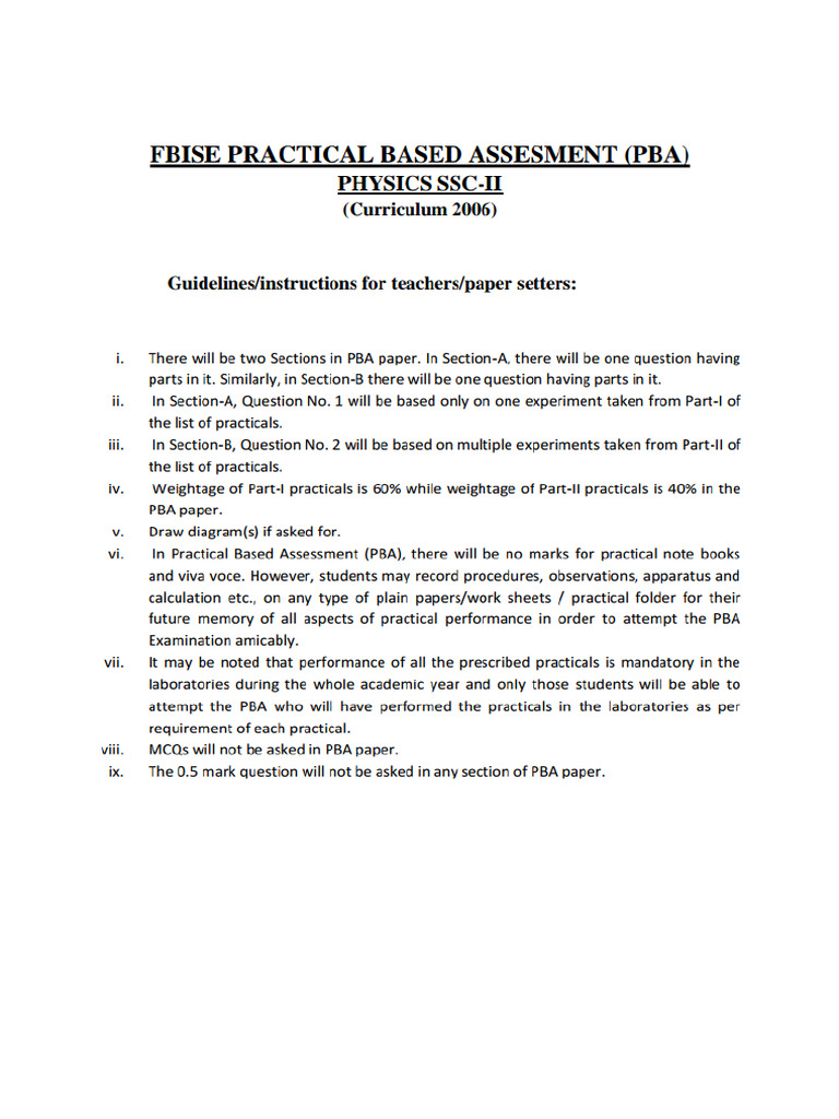 10 PBA Physics Final Model Quesiton Paper | PDF