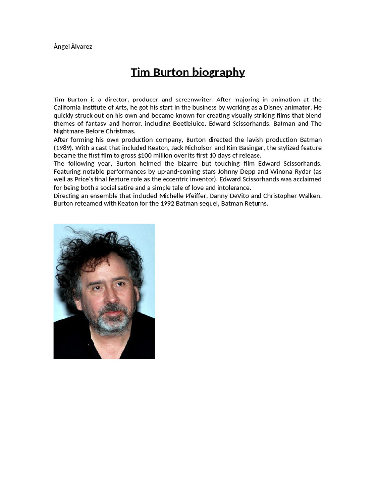 Tim Burton: A Creative Journey | PDF