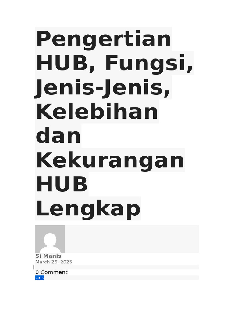 Pengertian dan Fungsi Hub Jaringan | PDF