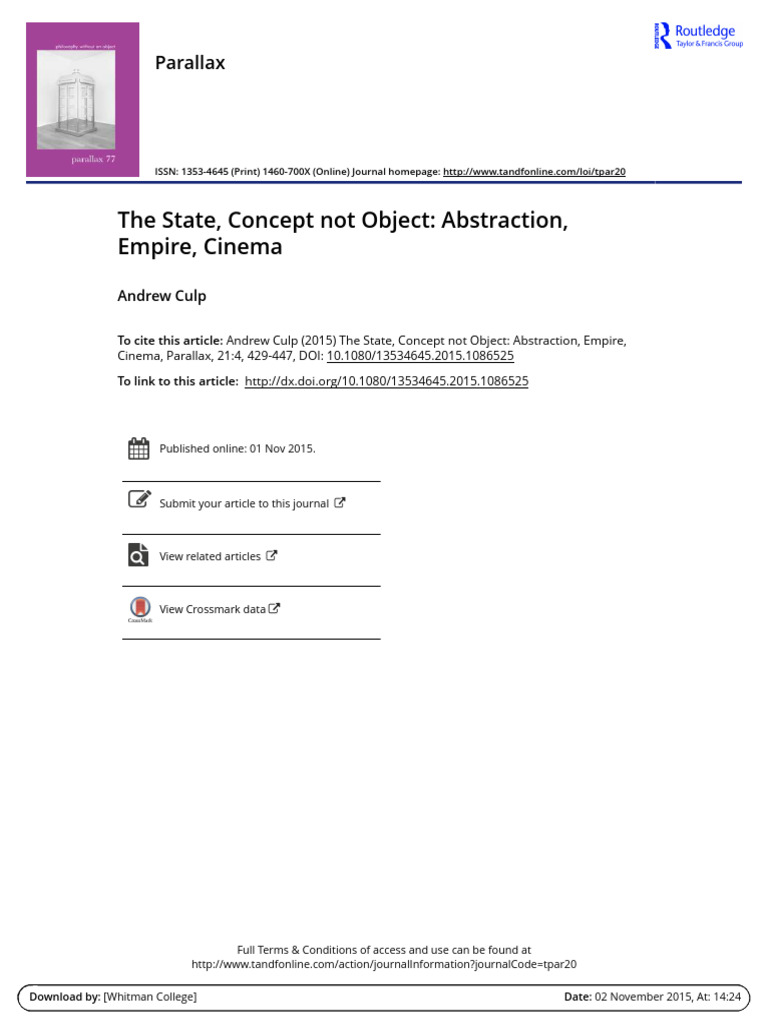 State as Abstraction: Power and Cinema | PDF | Gilles Deleuze | Concept