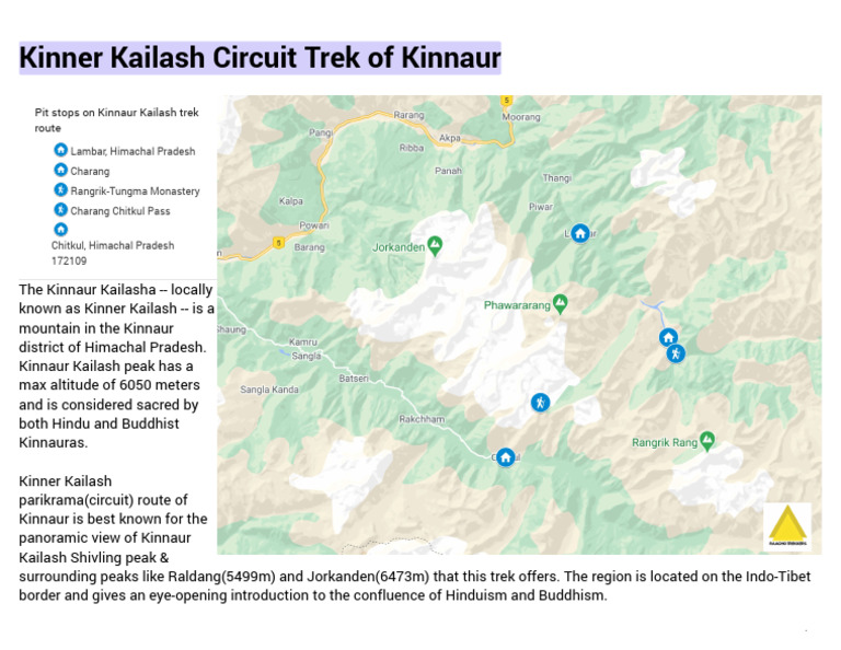 Map of Kinner Kailash Circuit Trek of Kinnaur | PDF