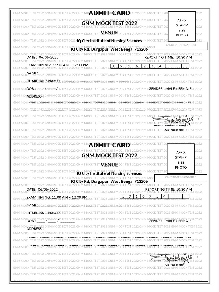 Admit Card | PDF