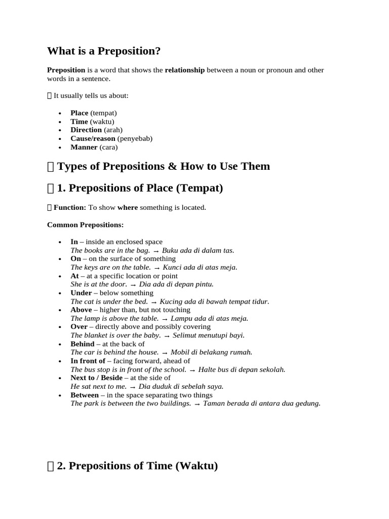 Preposition and Its Function | PDF | Linguistic Typology | Linguistic ...