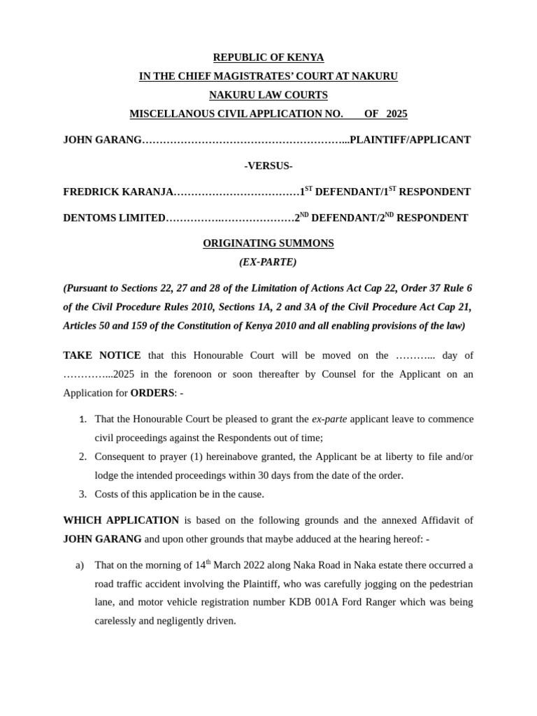 Application To File Out of Time. | PDF | Common Law | Public Law