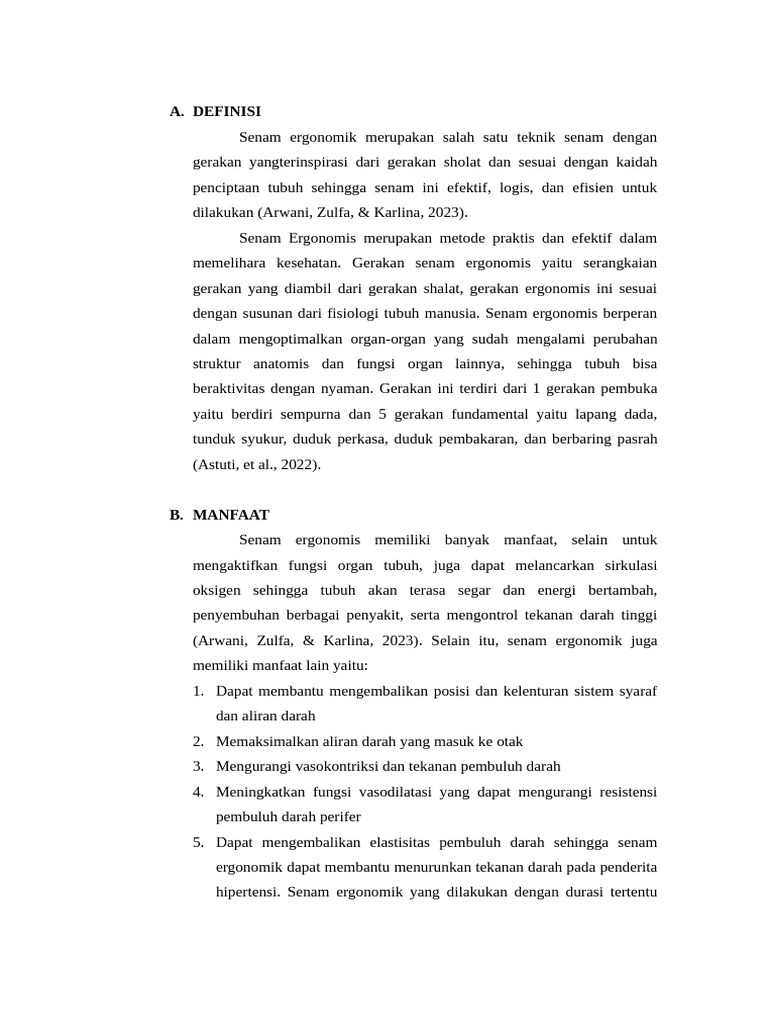 Senam Ergonomik: Manfaat dan Tekniknya | PDF