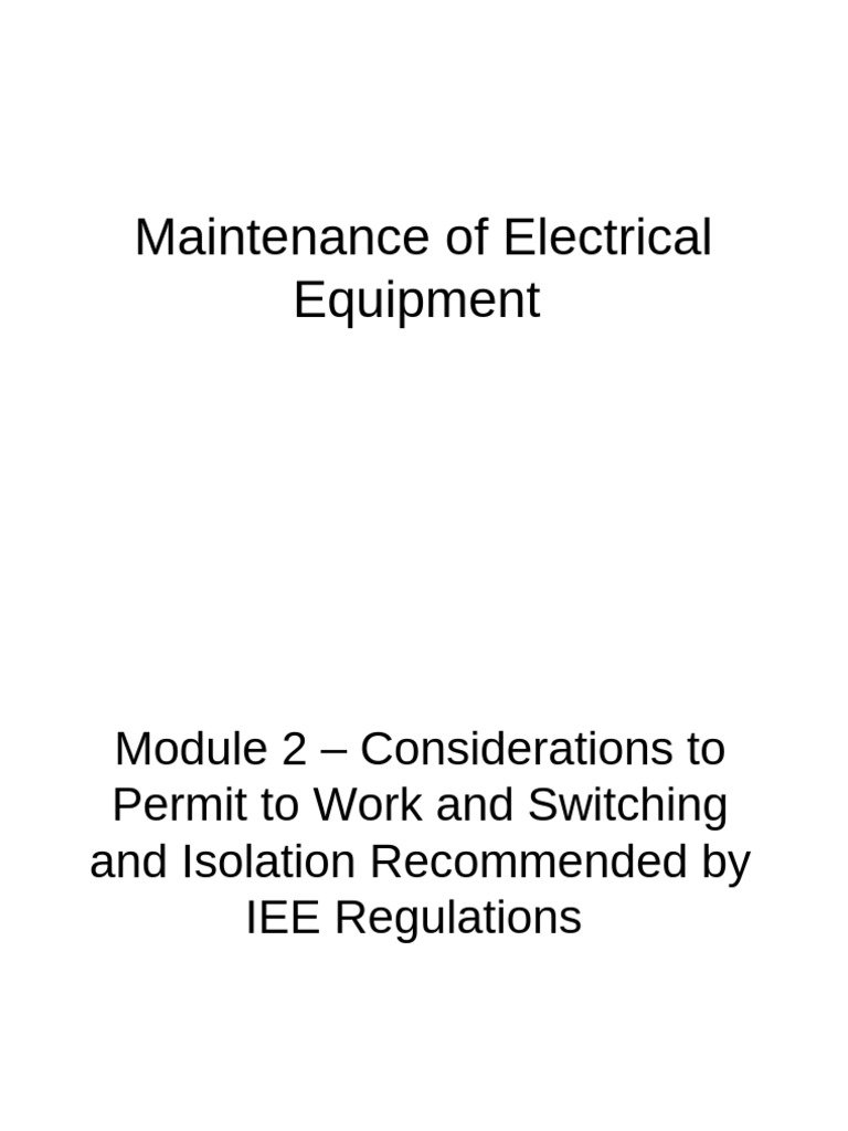 Electrical Equipment Maintenance Guide | PDF | Safety | Switch
