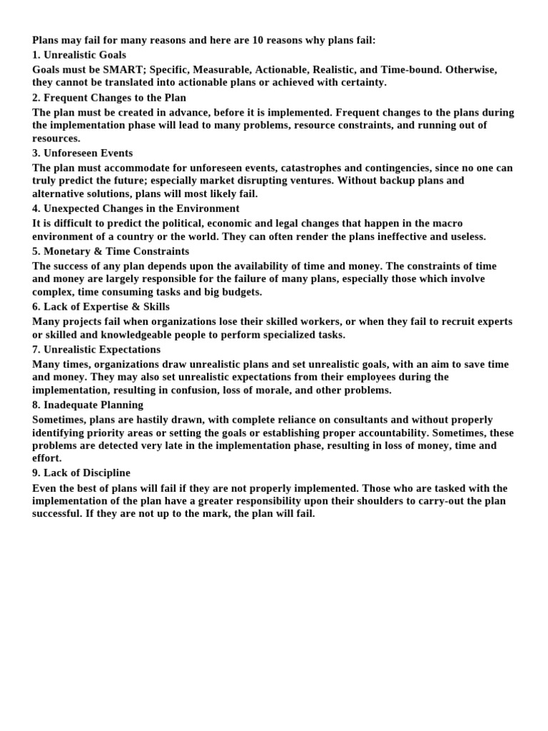 Why Do Plans Are Fail | PDF