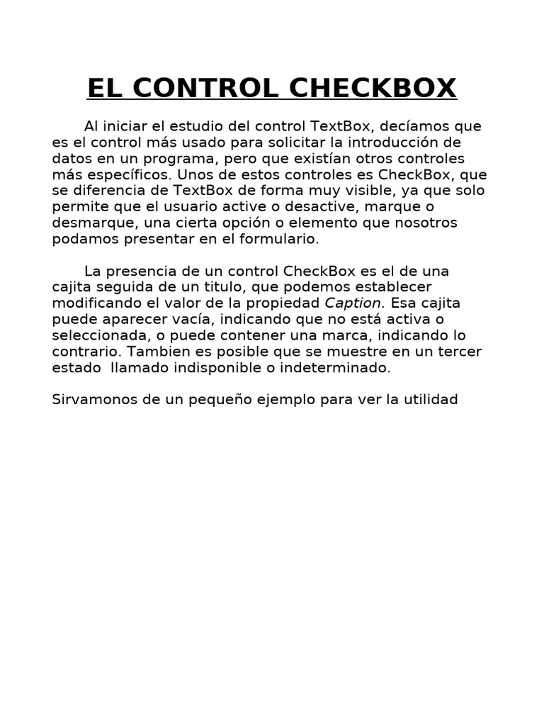 El Control Checkbox | PDF