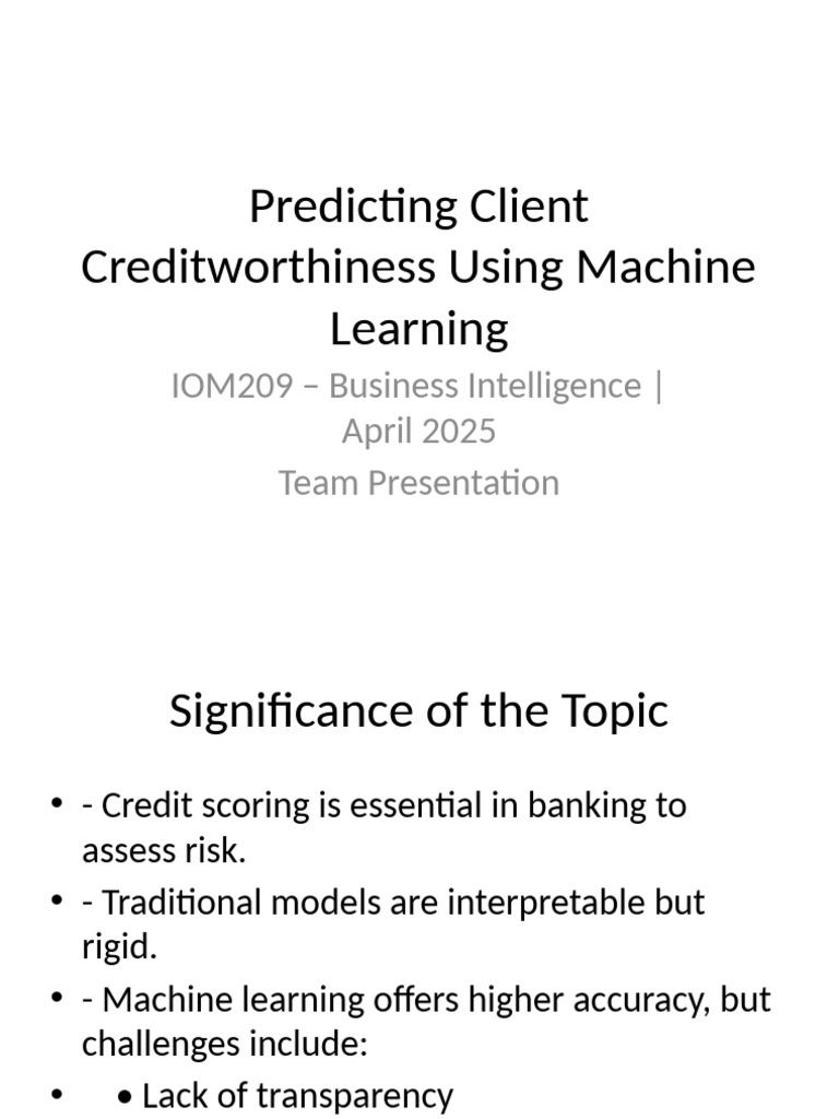 Credit Risk Prediction Presentation With Graphics | PDF