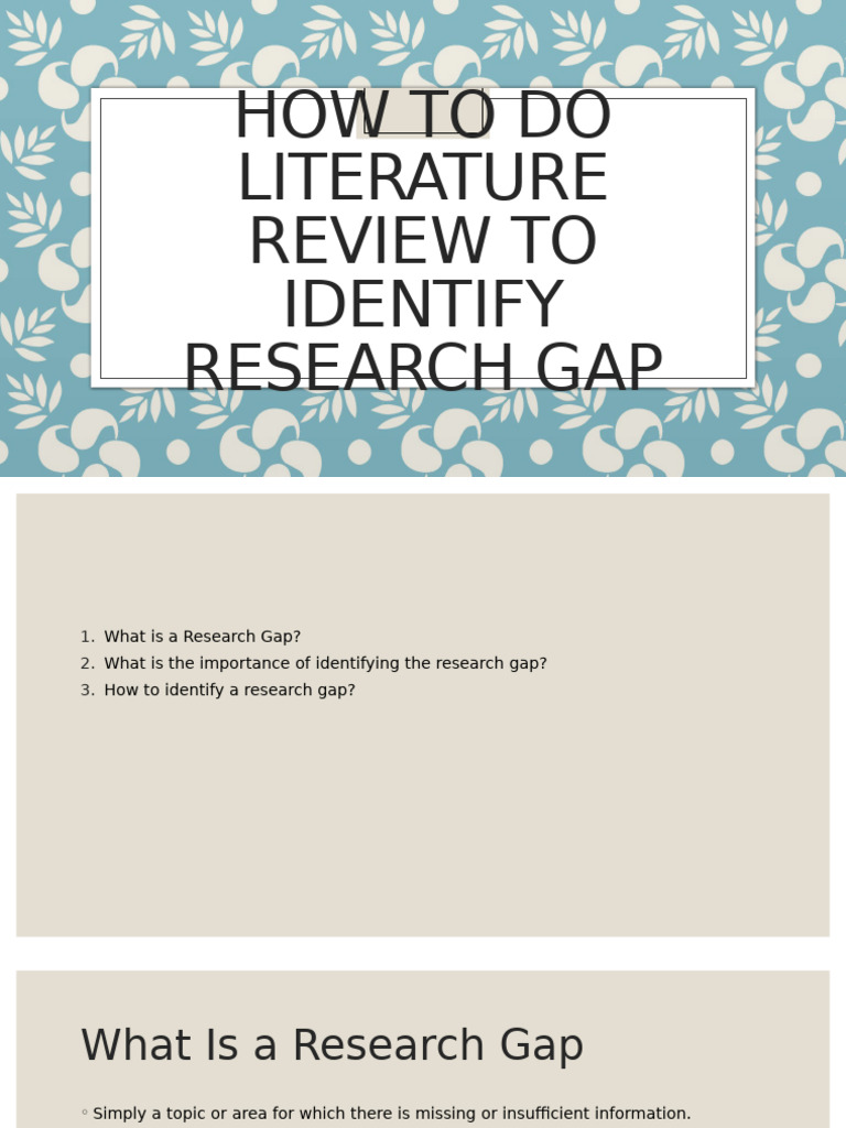 Identifying Research Gaps in Literature | PDF | Thesis | Science