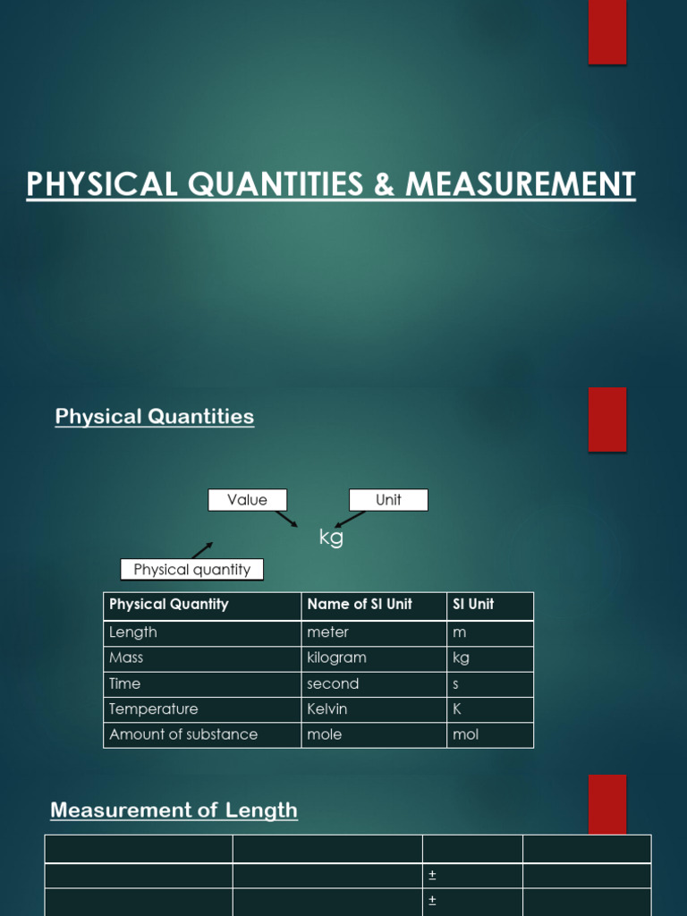 Physical Quantities Measurement | PDF | Mole (Unit) | Measurement