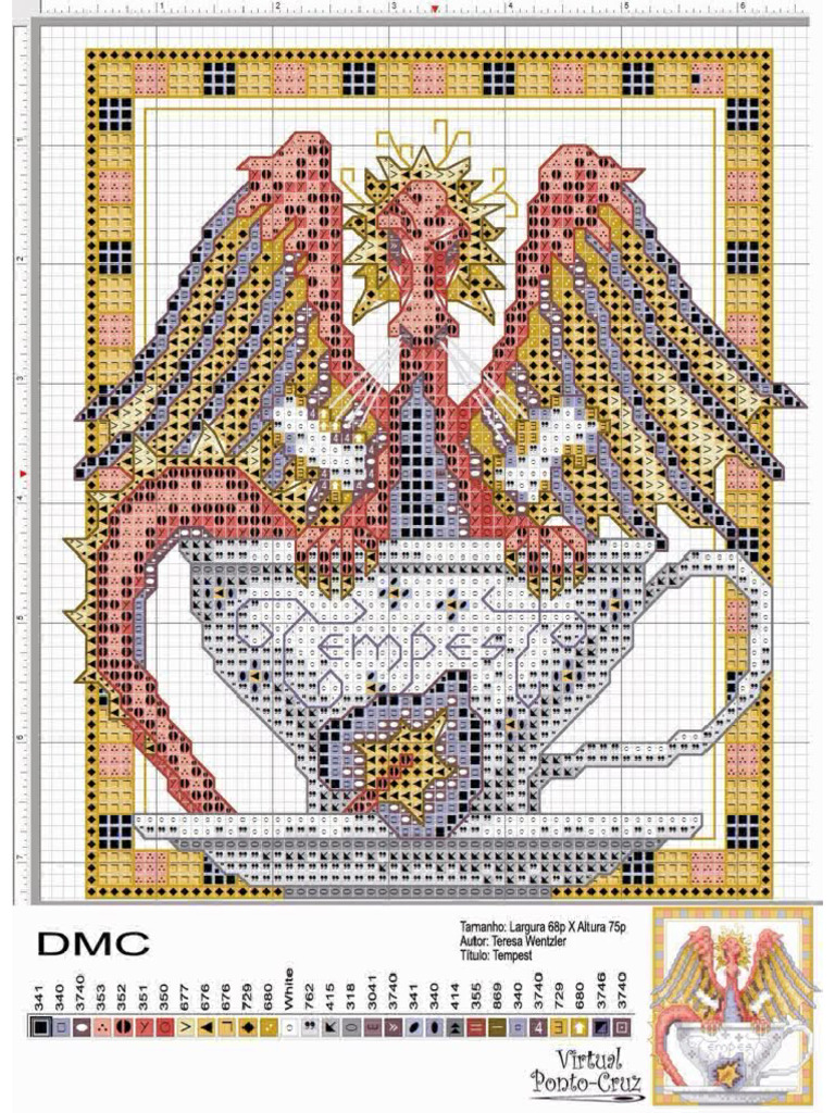 Spiced Dragon Tea Cross Stitch Pattern | PDF