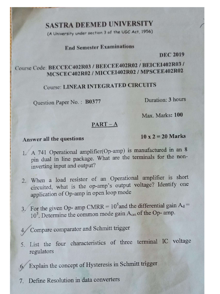 Previous Year University Question Paper | PDF