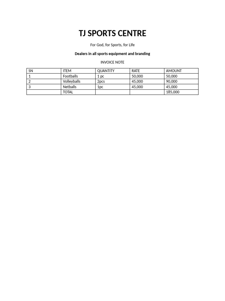 Tj Sports Invoice | PDF