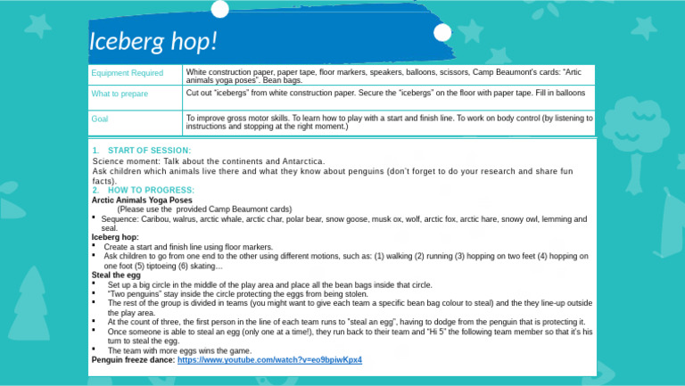 Iceberg Activities for Gross Motor Skills | PDF