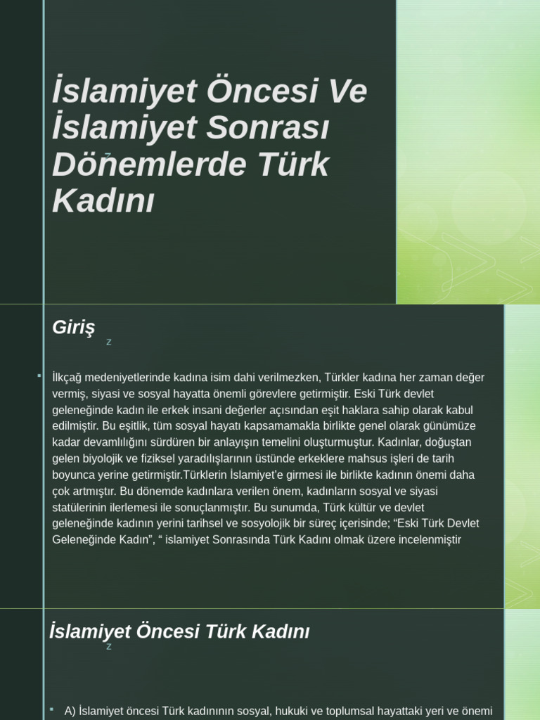 İslamiyet Öncesi Ve Sonrası Türk Kadını | PDF