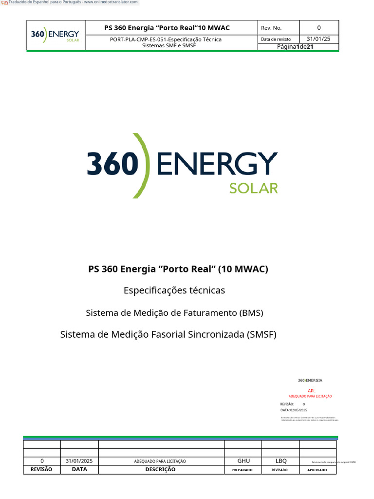 PORT-PLA-CMP-ES-051-0-Especificación Técnica SMF y SMSF - Es.pt | PDF ...