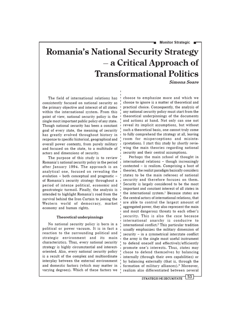 Romania's Evolving National Security Strategy | PDF | Romania ...