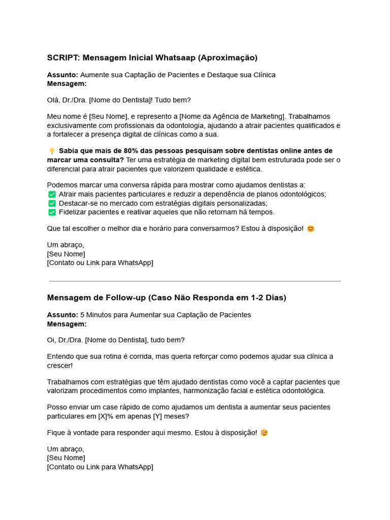 Script Abordagem Dentista | PDF