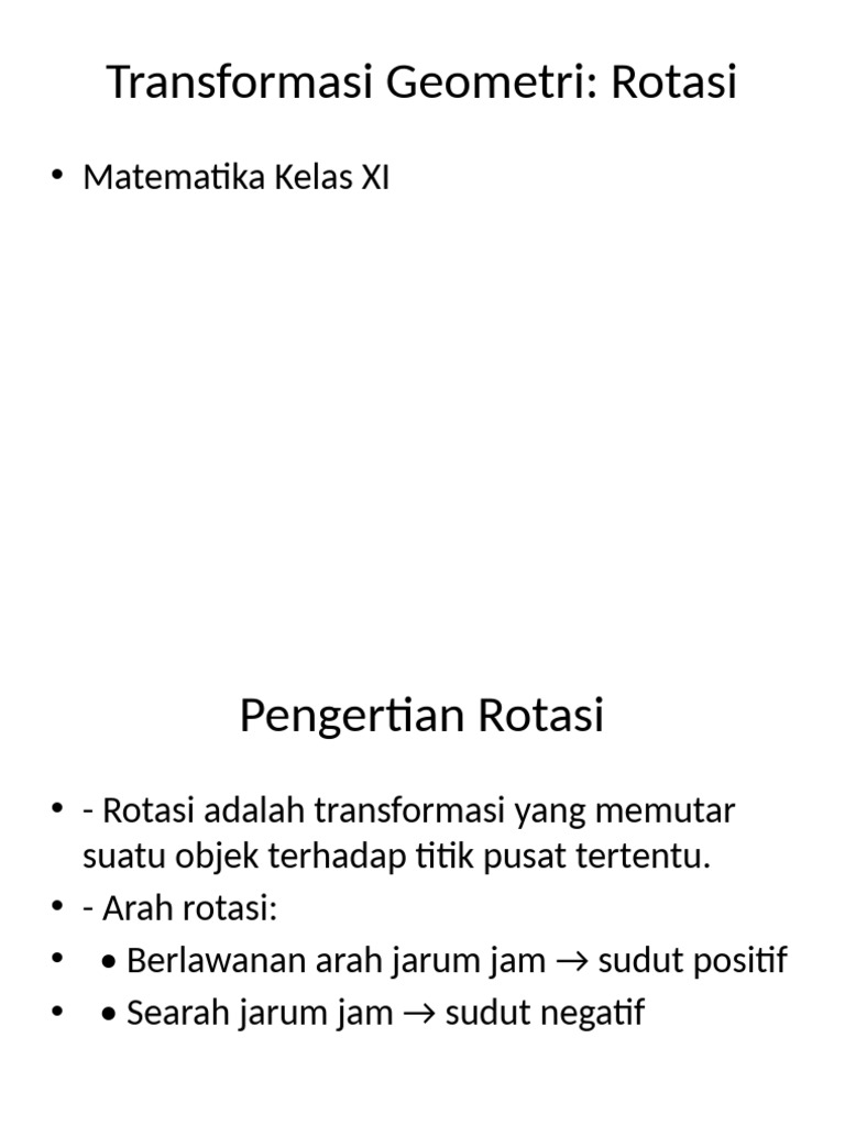 Materi Rotasi Matematika Kelas 11 | PDF