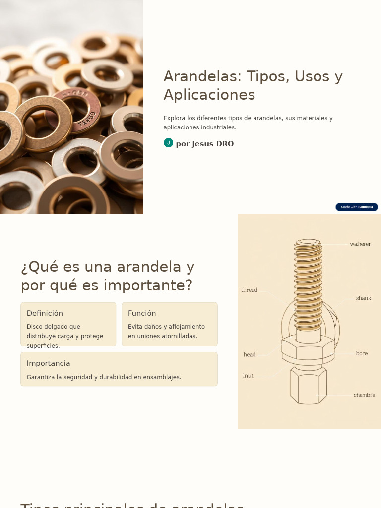 Arandelas Tipos Usos y Aplicaciones | PDF