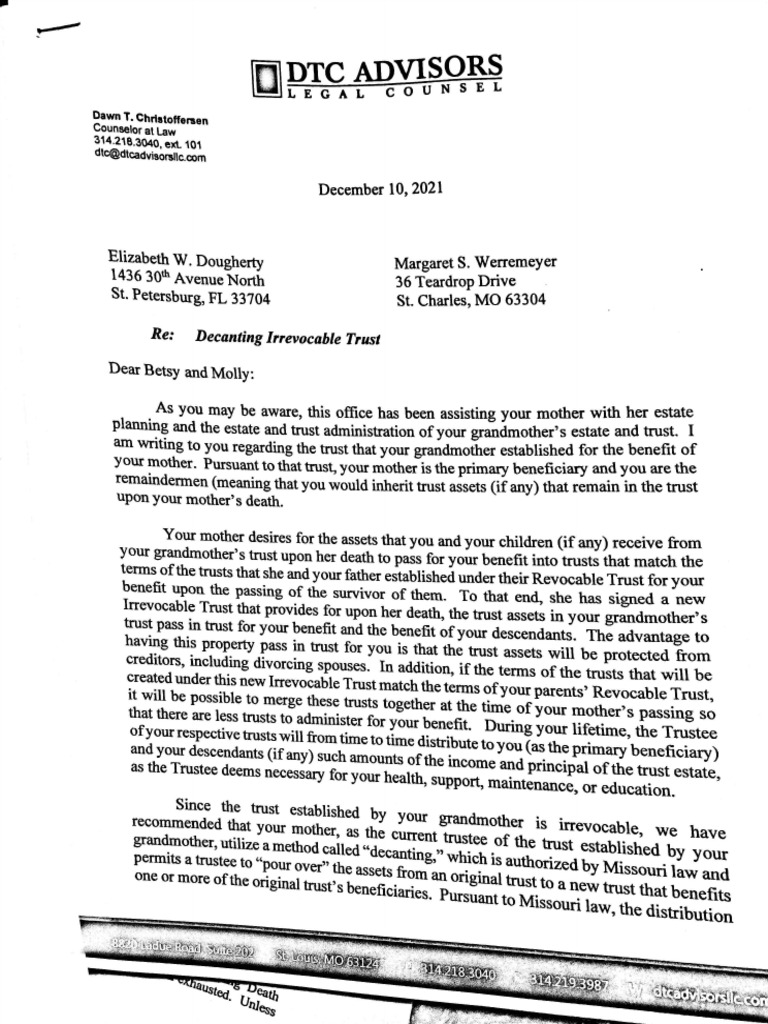 Decanting Trust Letter 2 | PDF