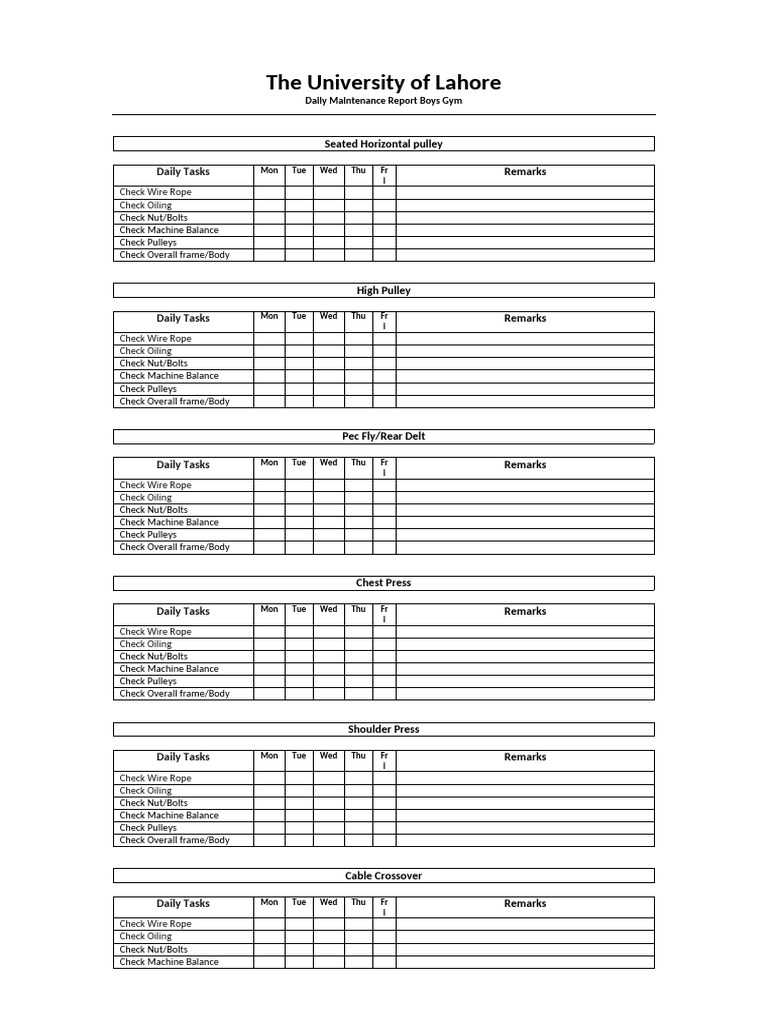 Daily Maintenance (General Observation) Football Ground Gym | PDF ...