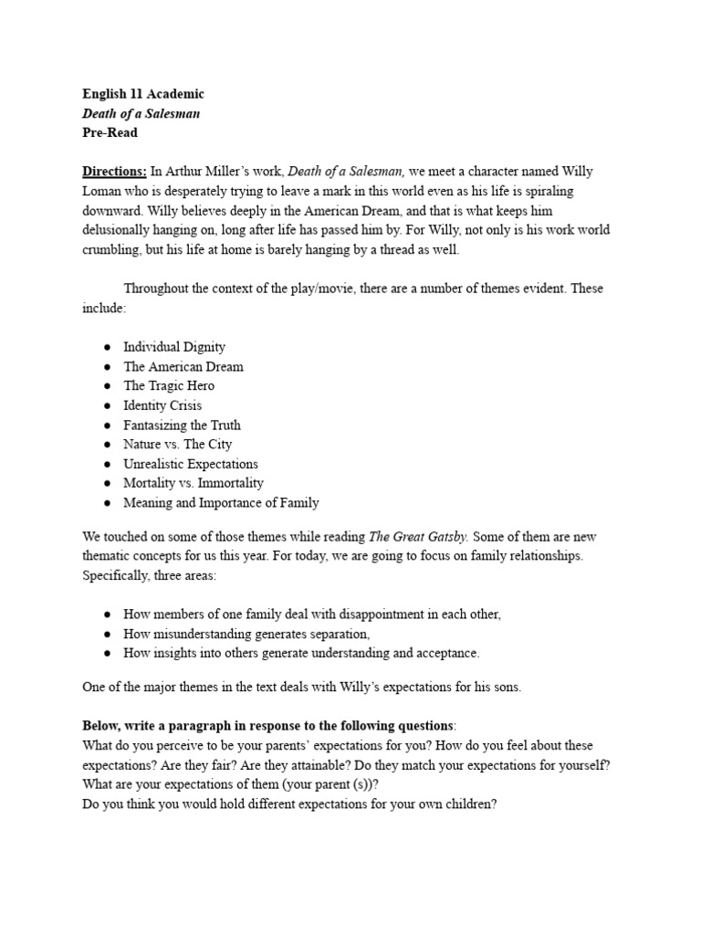 Themes in Death of a Salesman | PDF