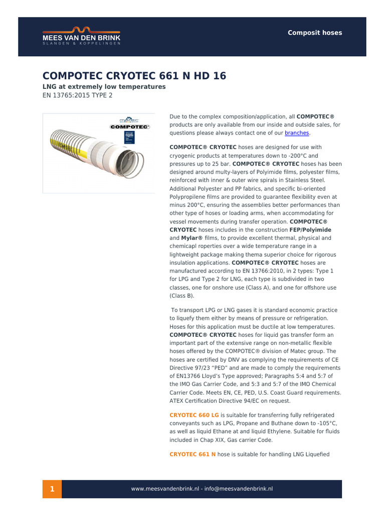 COMPOTEC CRYOTEC 661 N HD 16 | PDF | Cryogenics | Thermal Insulation