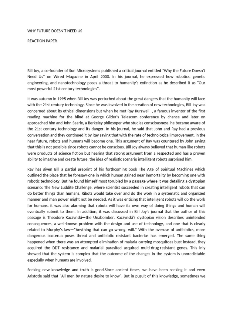 Why Future Does Not Need Us-Wps Office | PDF