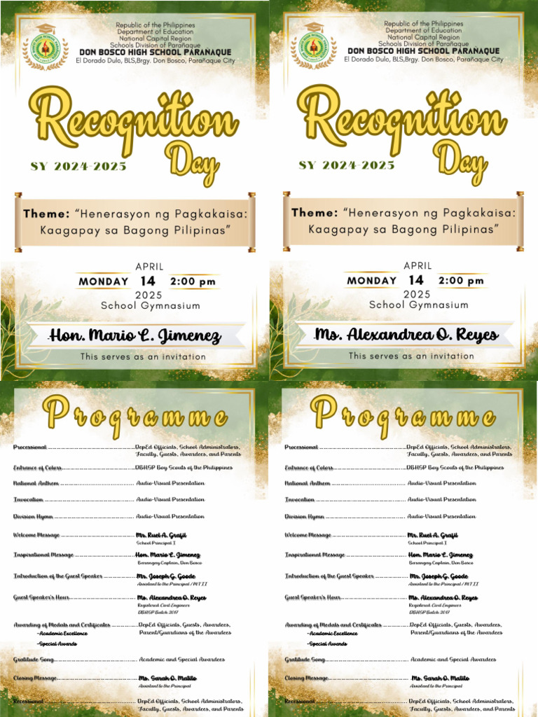 Recognition Program Sy 2024 2025 | PDF