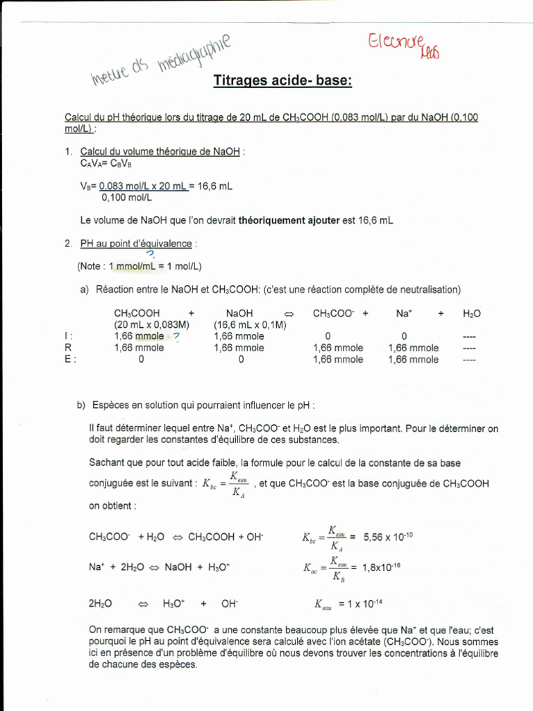 chimie exemple de calcul | PDF