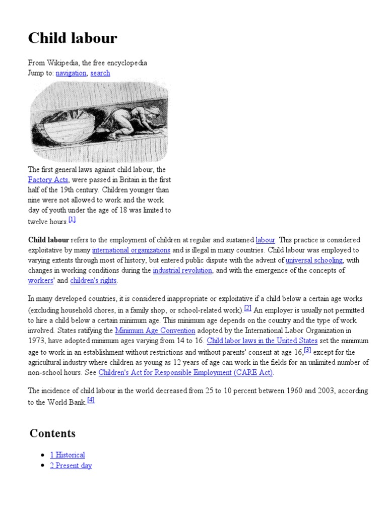 Child Labour - Wikipedia, The Free Encyclopedia | PDF | Child Labour ...