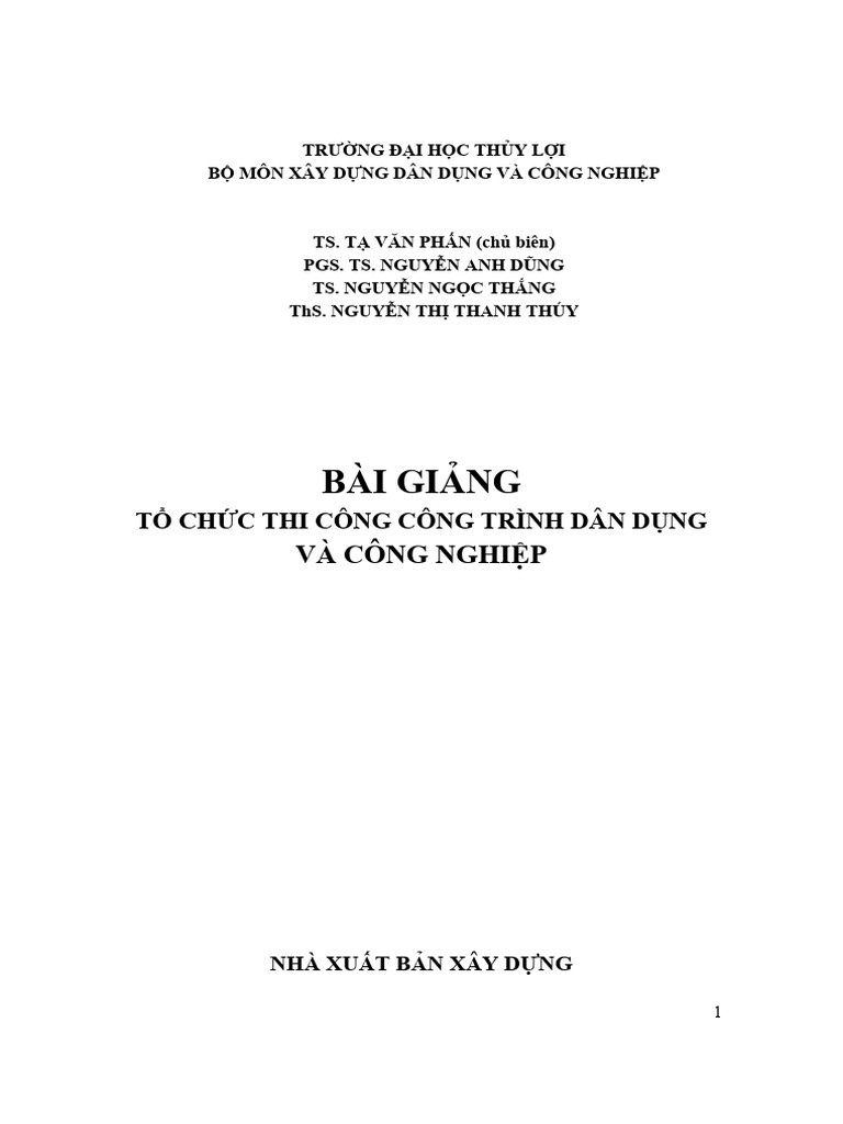 Bài Giảng Tổ Chức Thi Công CT DDCN | PDF