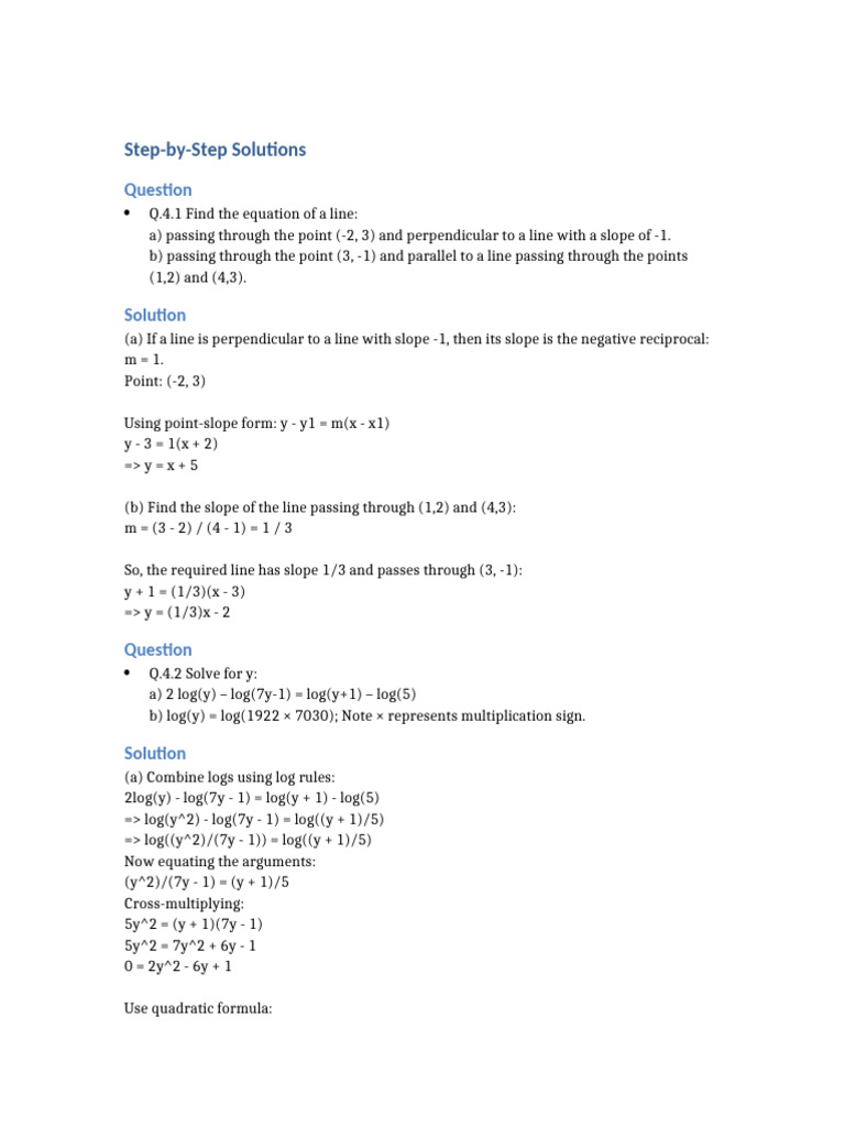 Step by Step Solutions Q4 | PDF