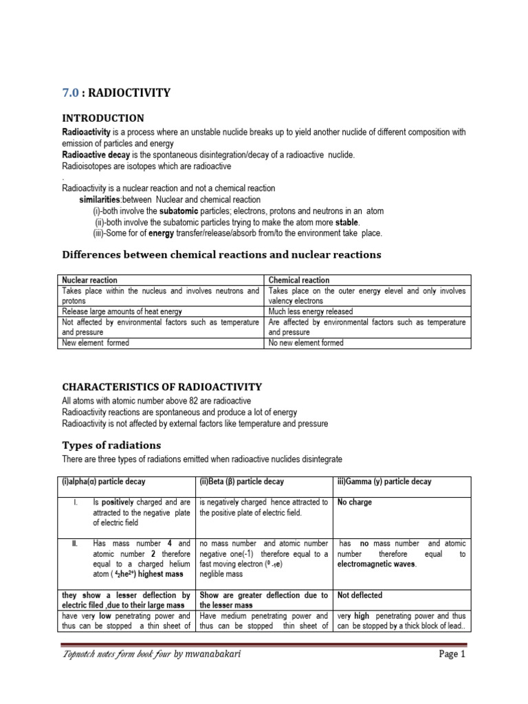 Radioactivity Refined Notes | PDF | Radioactive Decay | Nuclear Physics