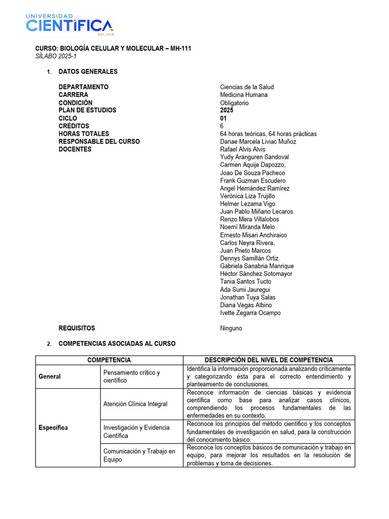 Biolog A Celular y Molecular-2025-1-1 | PDF | Biología Celular) | Membrana celular