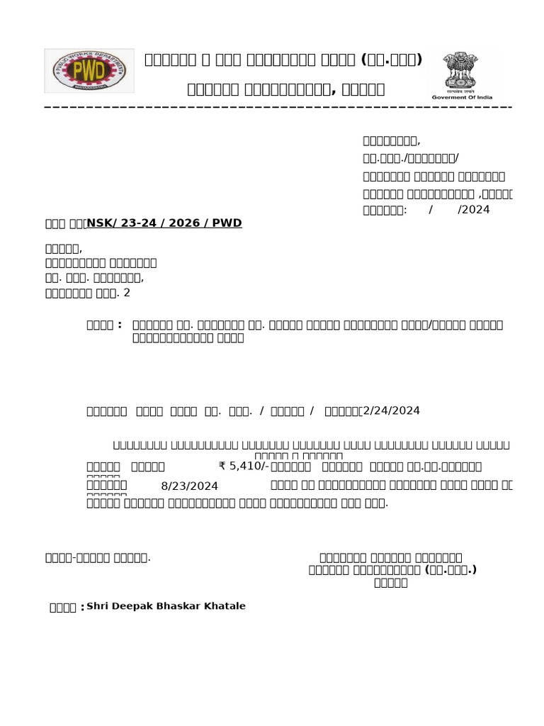 NSK/ 23-24 / 2026 / PWD ददद ददद:: Shri Deepak Bhaskar Khatale | PDF ...