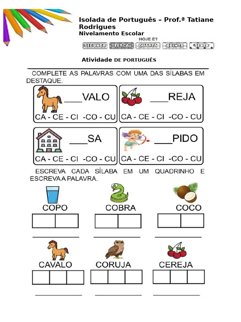 Atividade 2 Sobre A Letra C | PDF