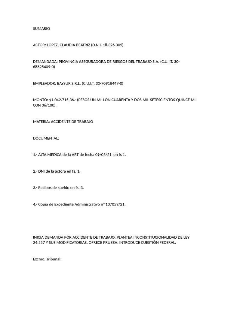 Demanda Art | PDF | Debido al proceso | Jurisdicción