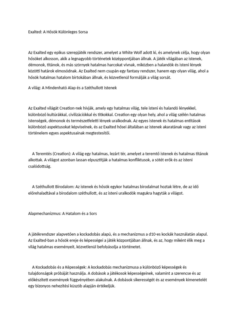 Exalted - RPG Ismertető | PDF
